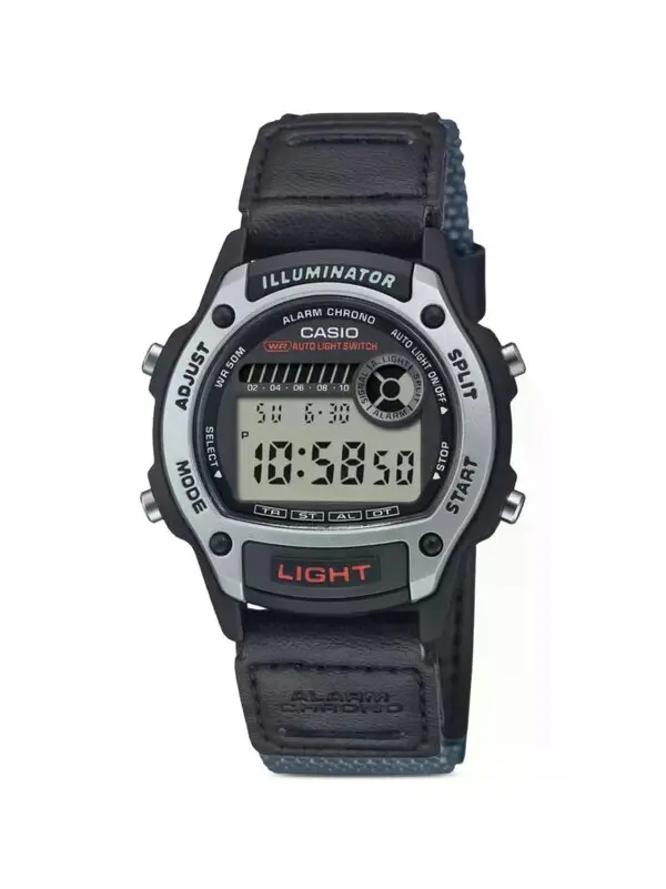 Casio 43mm Digital Leather Watch - Grey
