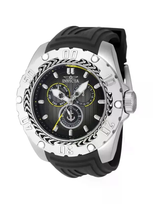 INVICTA Ocean Voyage Chronograph Watch With Silicone Strap - Black