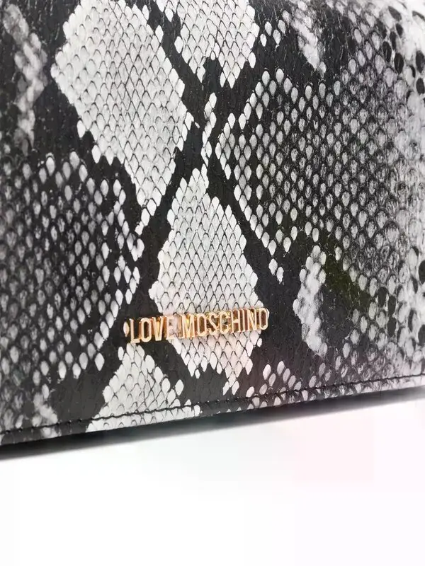 Moschino Logo Plaque Snakeskin Print Crossbody Bag