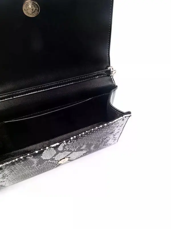 Moschino Logo Plaque Snakeskin Print Crossbody Bag
