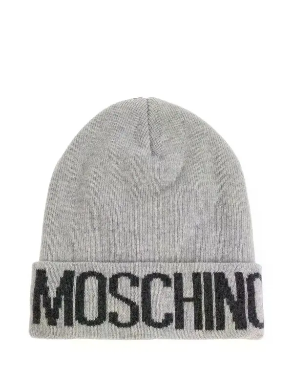 Moschino Logo-intarsia Beanie Hat - Grey
