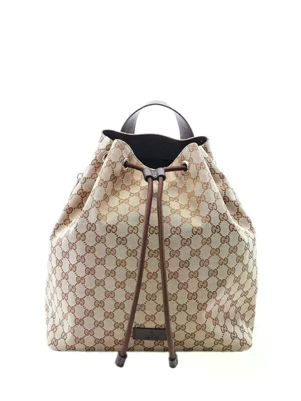 Gucci Gg Canvas Monogram Drawstring Backpack - Neutrals