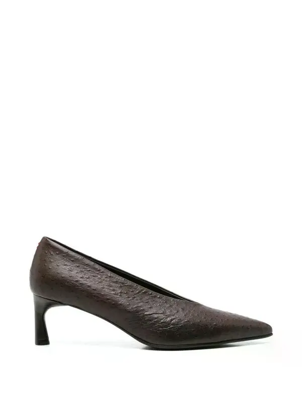HALMANERA Ostrich-effect Leather Heeled Pumps