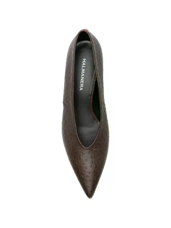 HALMANERA Ostrich-effect Leather Heeled Pumps