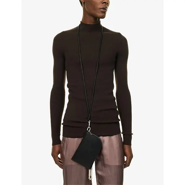 Rick Owens Logo-embossed Leather Neck Wallet