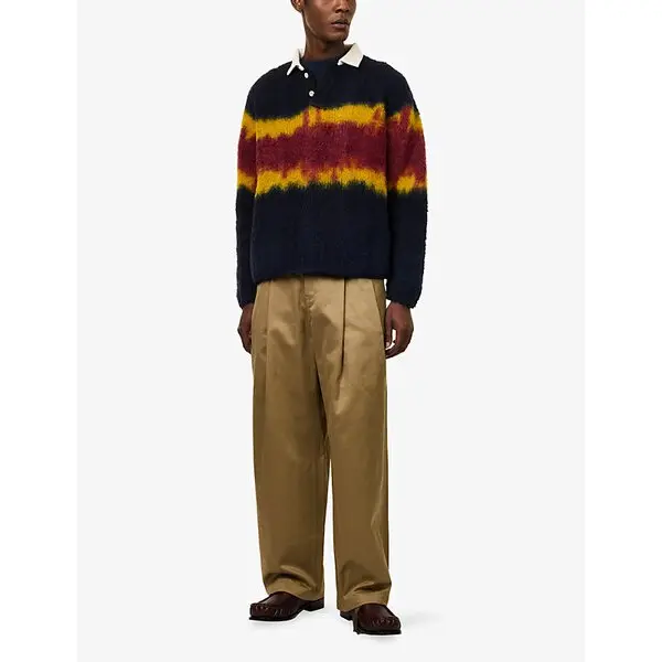 Sacai Chusen-dyed Collared Wool-blend Jumper