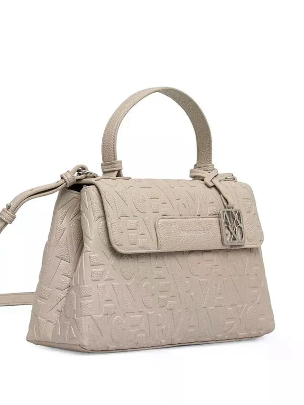 Armani Exchange Embossed Logo Handbag With Adjustable Strap - Neutrals