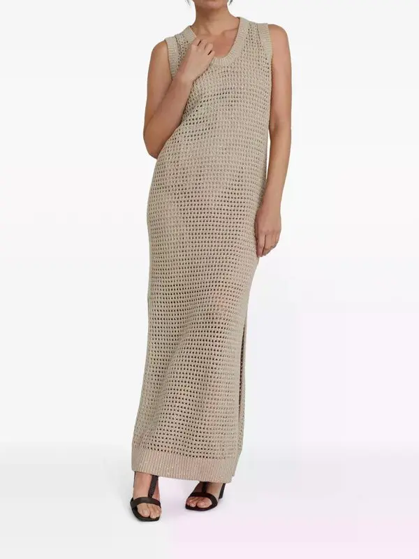 Brunello Cucinelli Open-knit Cotton-blend Maxi Dress