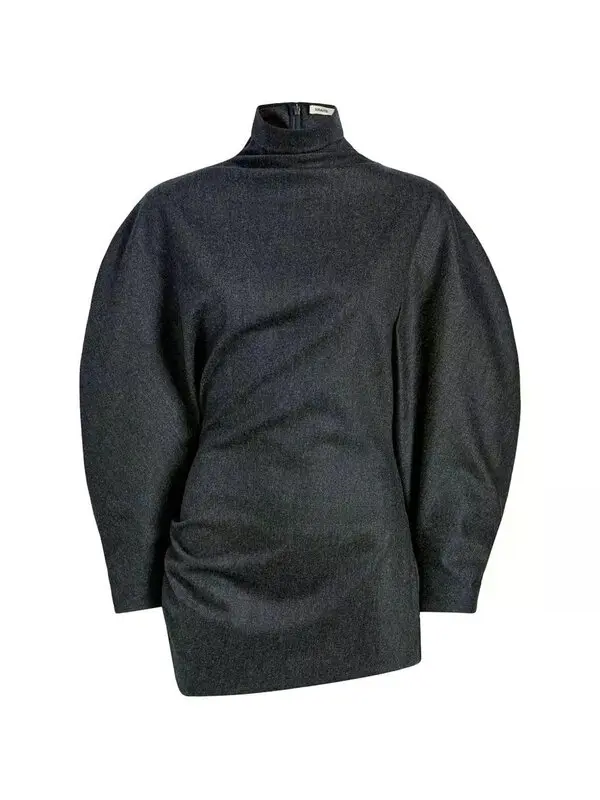 Khaite Harlow Top In Italian Wool-cashmere Shirting - Grey