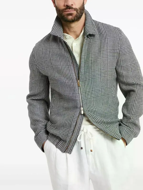 Brunello Cucinelli Puppytooth-pattern Zip-up Jacket
