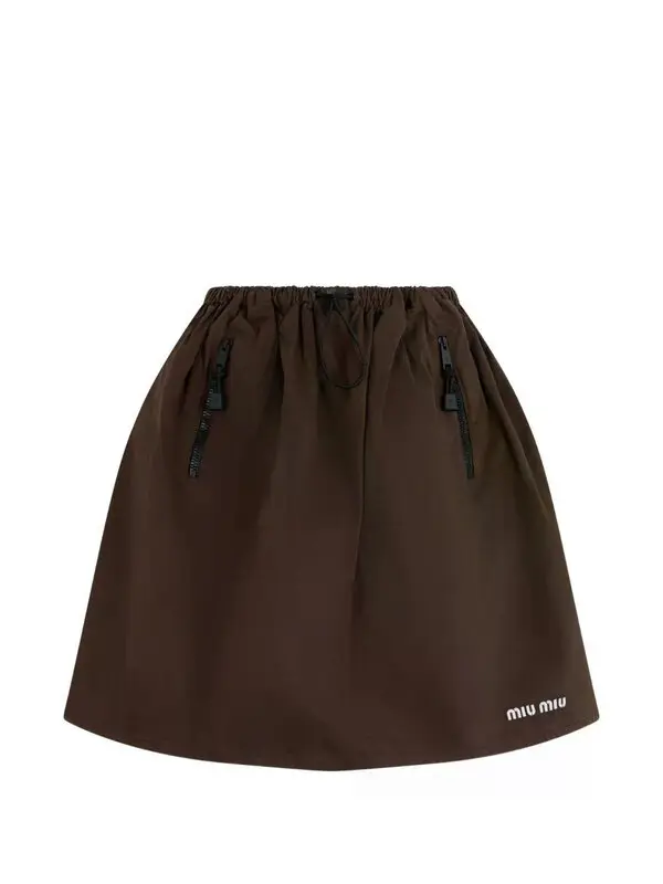 Miu Miu Washed Gabardine Skirt - Brown