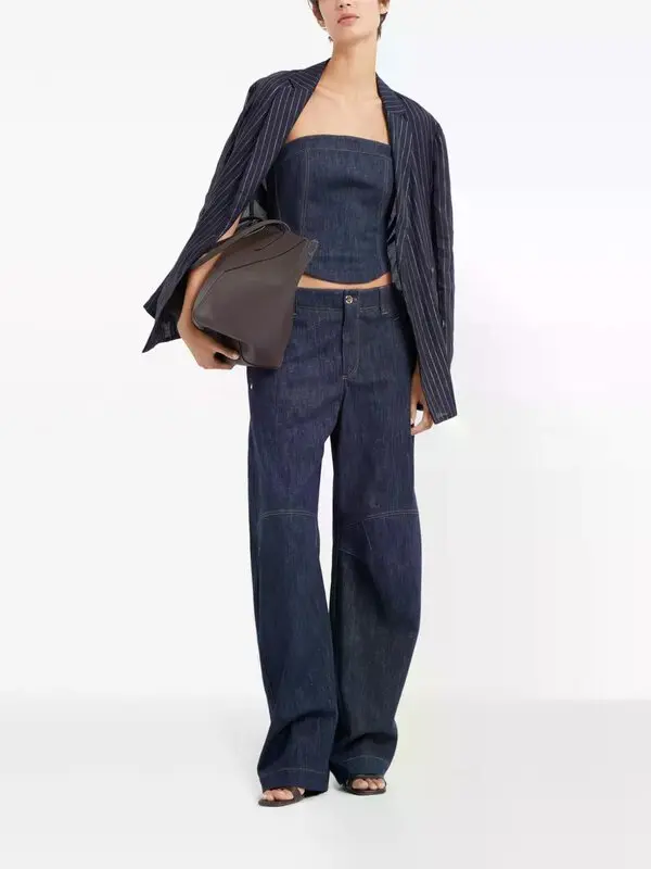 Brunello Cucinelli Strapless Cropped Denim Top