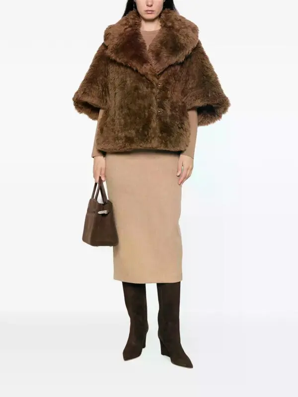 Max Mara Double-breasted Faux-fur Jacket - Brown
