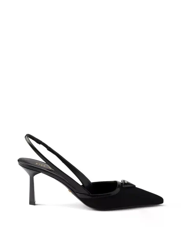 Prada Slingback Pumps With Architectural Heel - Black