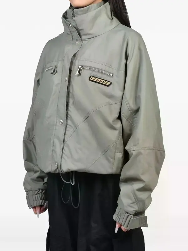 Attico Logo Patch Drawstring Bomber Jacket