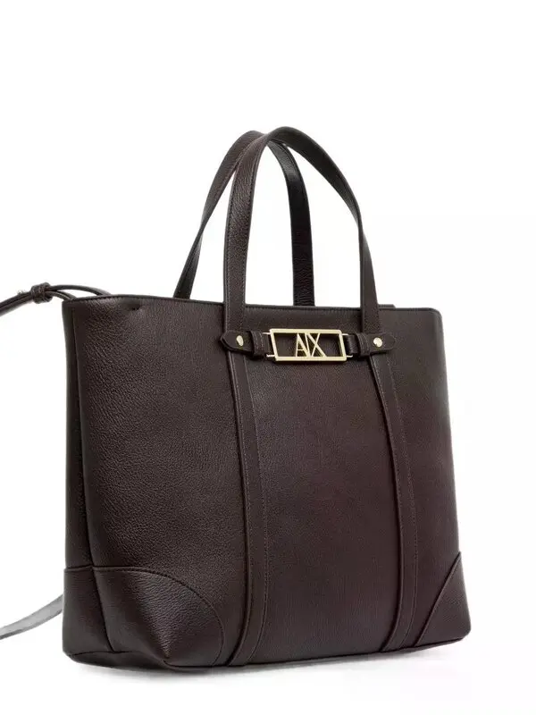Armani Exchange Grained Leather Handbag With Logo Plaque