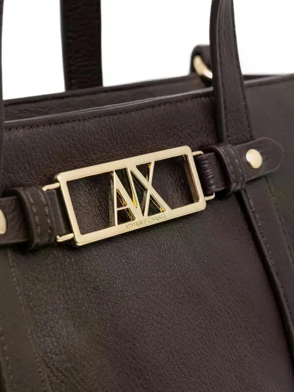 Armani Exchange Grained Leather Handbag With Logo Plaque