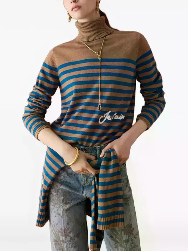 Liu Jo Striped Roll-neck Sweater - Brown