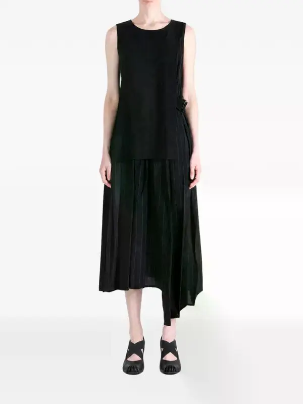 Y’s Pinstripe-pattern Asymmetric Midi Dress