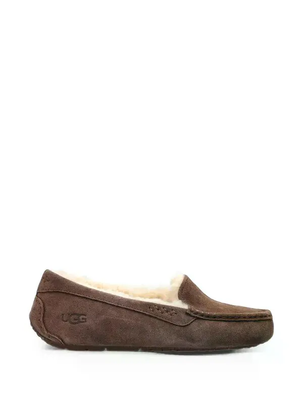 UGG Ansley Suede Shearling Trim Slippers - Brown