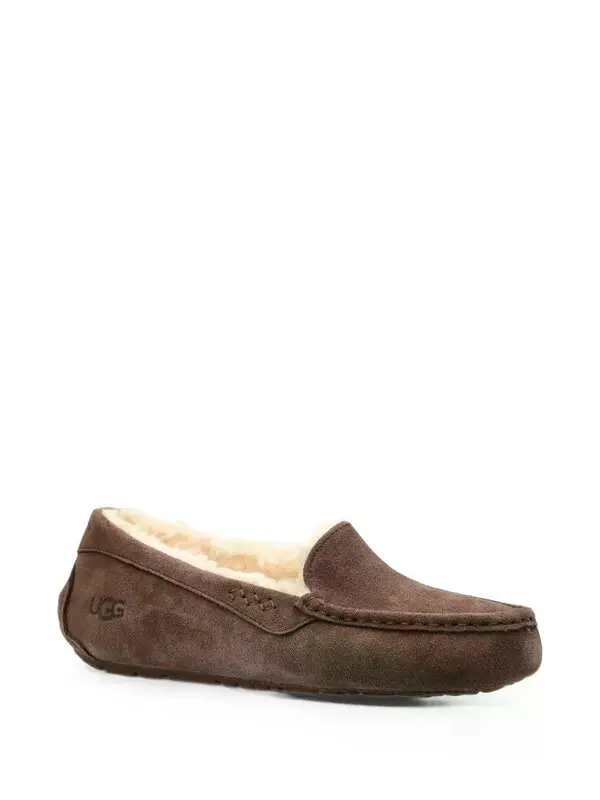 UGG Ansley Suede Shearling Trim Slippers - Brown