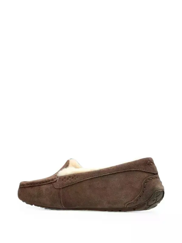 UGG Ansley Suede Shearling Trim Slippers - Brown