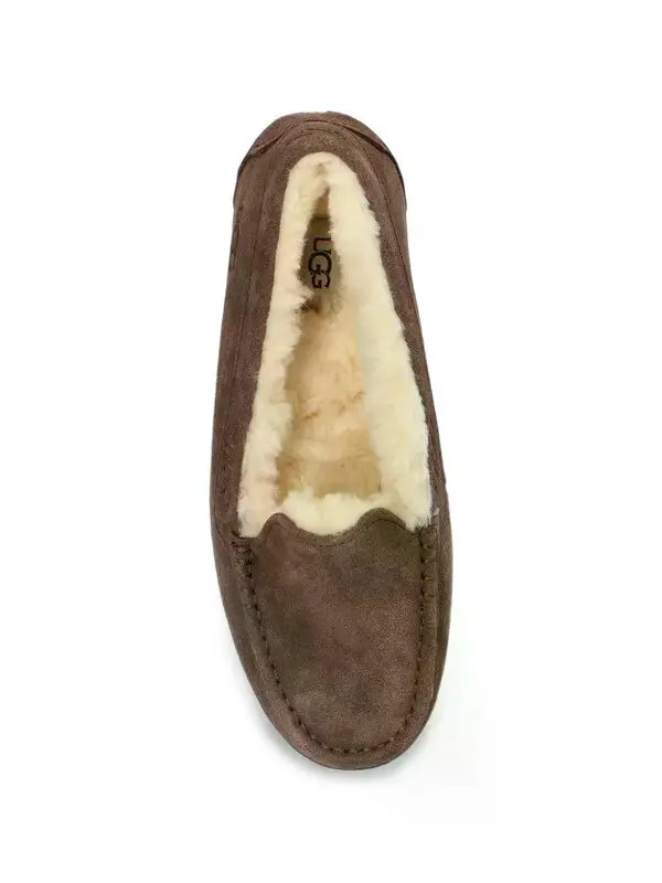 UGG Ansley Suede Shearling Trim Slippers - Brown