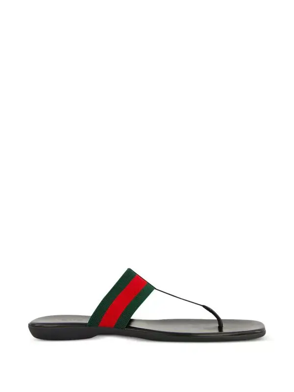 Gucci Web Stripe Thong Sandals - Green