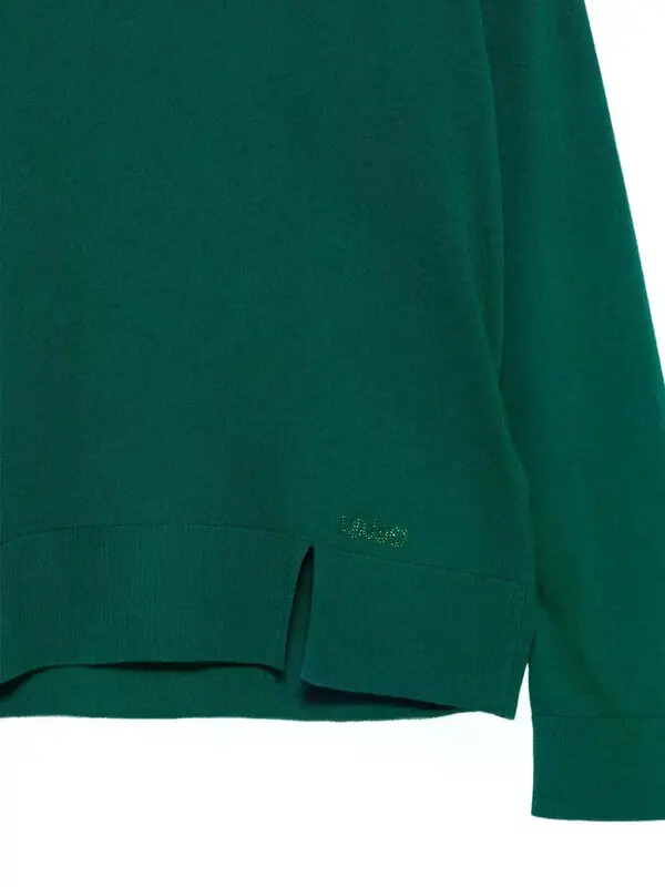 Liu Jo Rhinestone-logo Side-slit Sweater