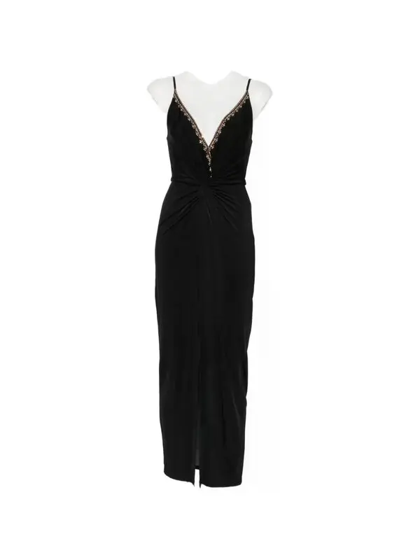Camilla Leopard Libertine Embellished Twist-detail Midi Dress - Black