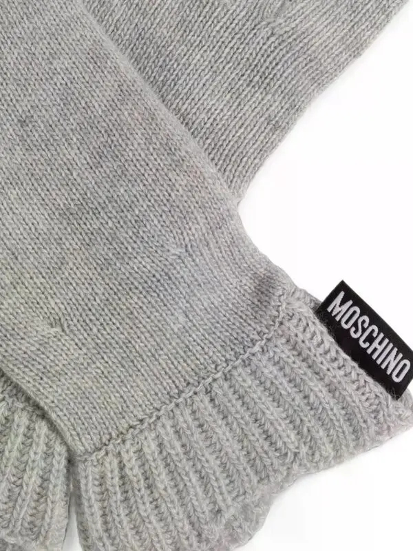 Moschino Logo-patch Ribbed-cuff Gloves
