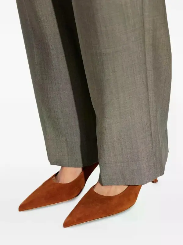 FERRAGAMO Suede Pointed Toe Stiletto Pumps - Brown