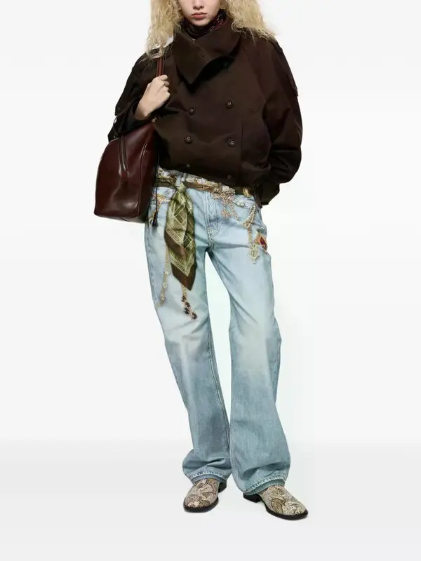 Acne Studios Printed Cotton Canvas Jeans - Blue