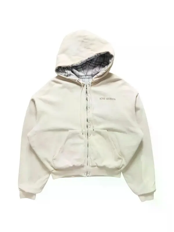 Acne Studios Fleece Hoodie With Logo - Neutrals