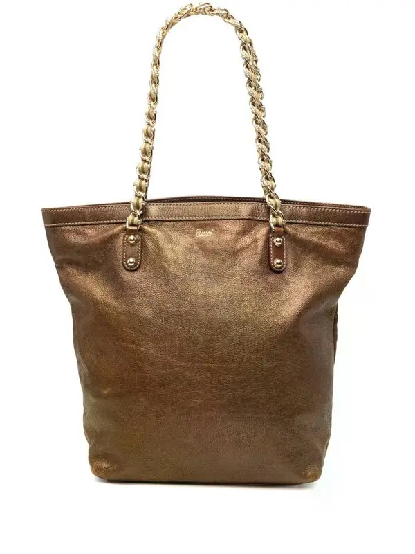 Gucci 2000-2015 Metallic Calfskin Capri Chain Tote Bag - Brown
