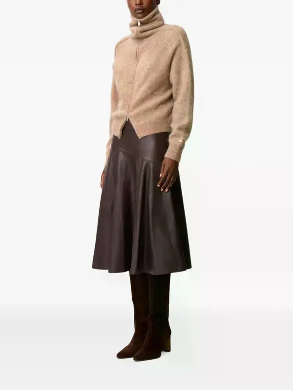 Claudie Pierlot Brushed-effect Knit Funnel Neck Cardigan