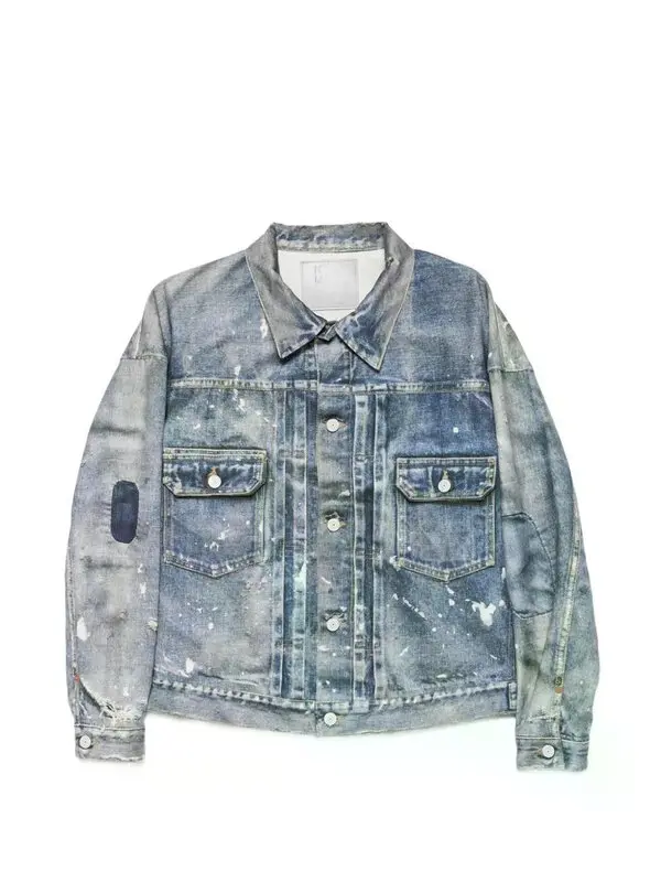 Junya Watanabe Paint-splatter Distressed Denim Jacket