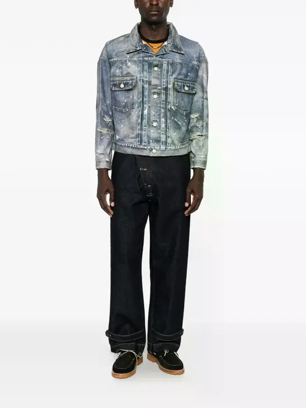 Junya Watanabe Paint-splatter Distressed Denim Jacket