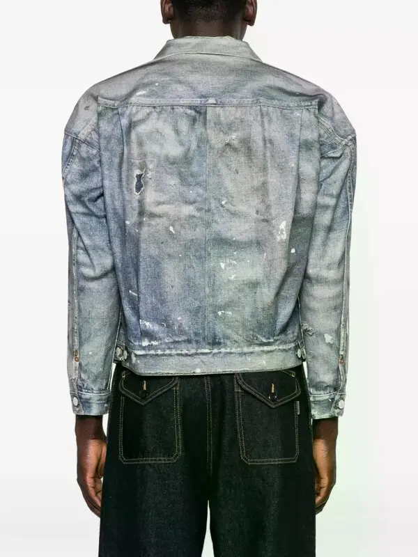 Junya Watanabe Paint-splatter Distressed Denim Jacket