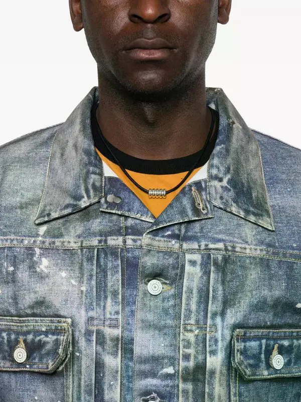 Junya Watanabe Paint-splatter Distressed Denim Jacket