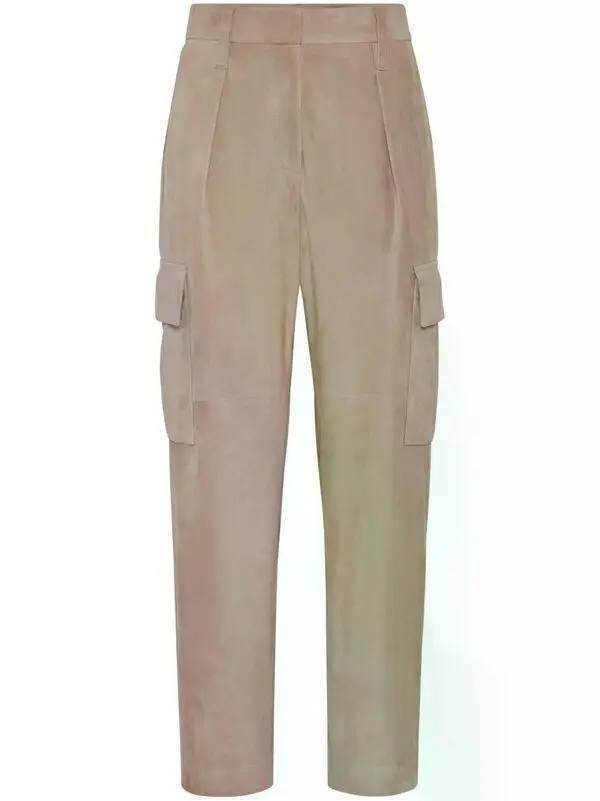 Brunello Cucinelli Straight-leg Suede Trousers - Brown
