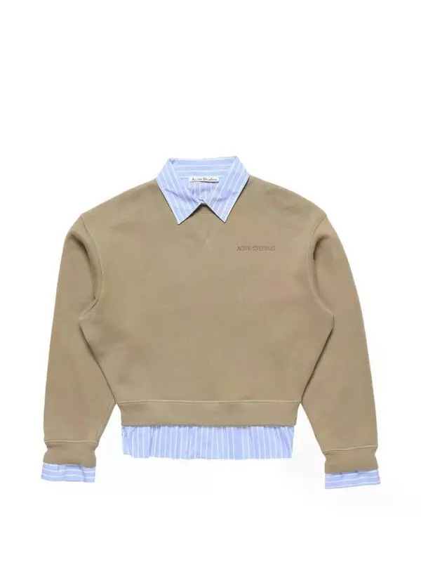 Acne Studios Layered Cotton Fleece Sweatshirt With Embroidered Logo - Neutrals