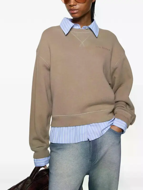 Acne Studios Layered Cotton Fleece Sweatshirt With Embroidered Logo
