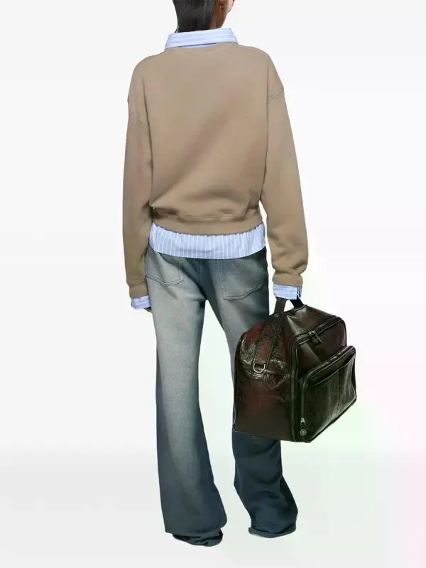 Acne Studios Layered Cotton Fleece Sweatshirt With Embroidered Logo
