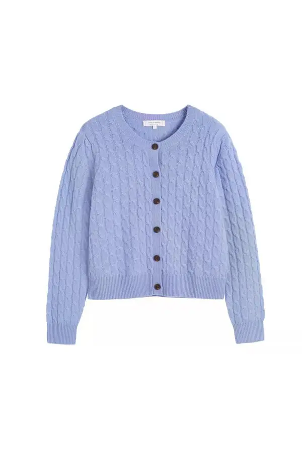 Chinti & Parker Cable-knit Cashmere Cardigan - Blue