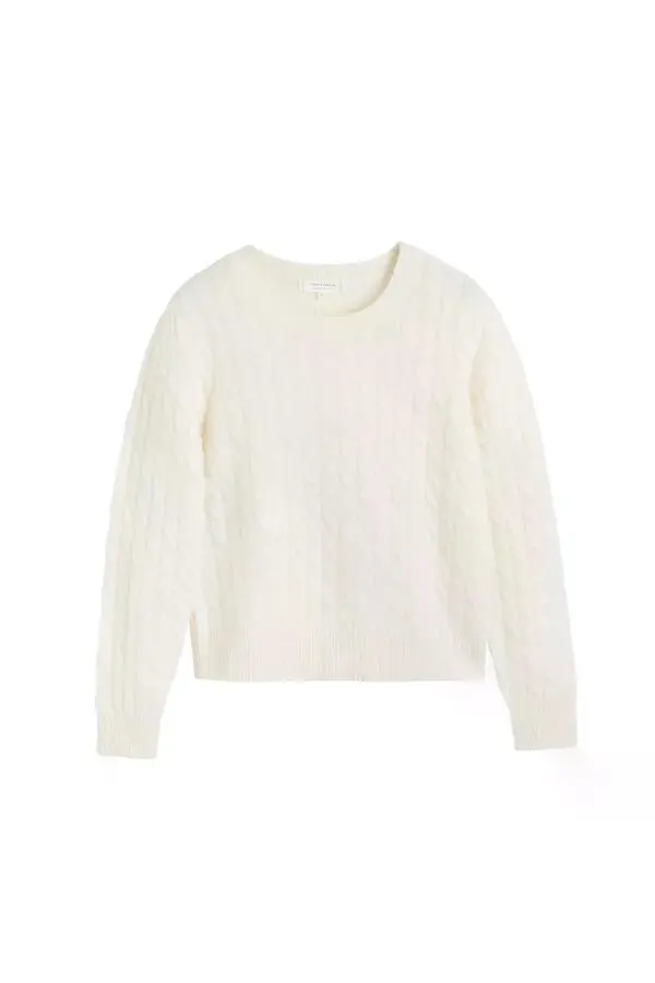 Chinti & Parker Cable-knit Cashmere Sweater - White