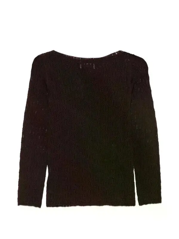 Alpha Studio Pointelle-knit Boat Neck Sweater