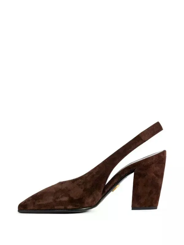 Prada Suede Leather Slingback Pumps - Brown