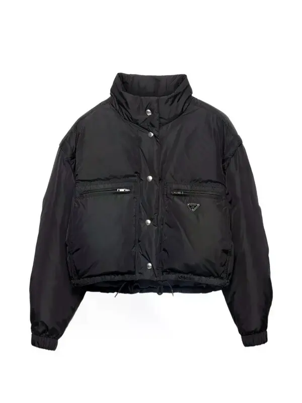 Prada Re-nylon Cropped Down Jacket With Stowaway Hood