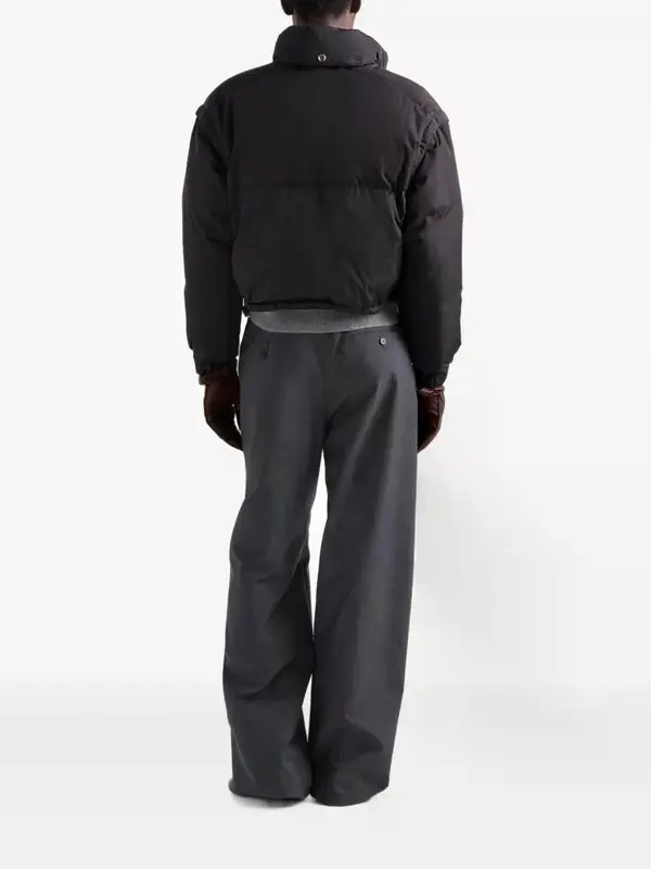 Prada Re-nylon Cropped Down Jacket With Stowaway Hood